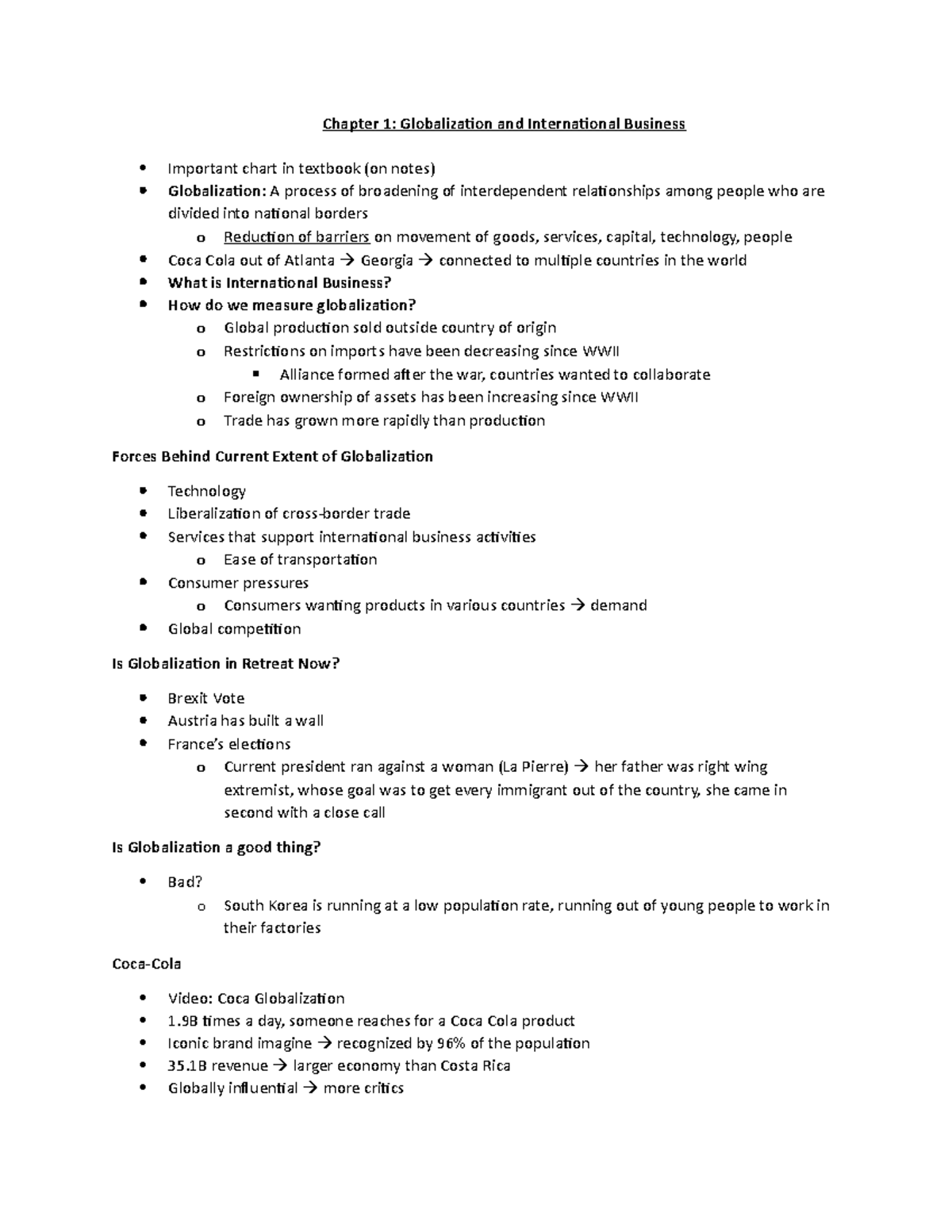 Chapter 1 Part 1 - Lecture notes 1 - Chapter 1: Globalization and ...
