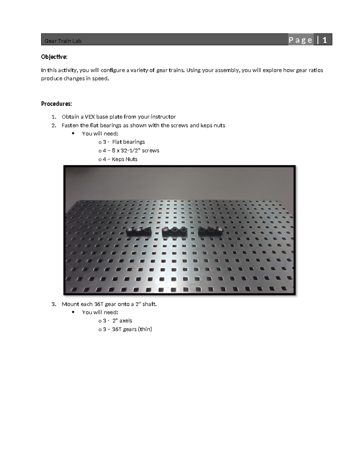 Gear Calcs-Lab - LAb on gears - Objective: In this activity, you will ...