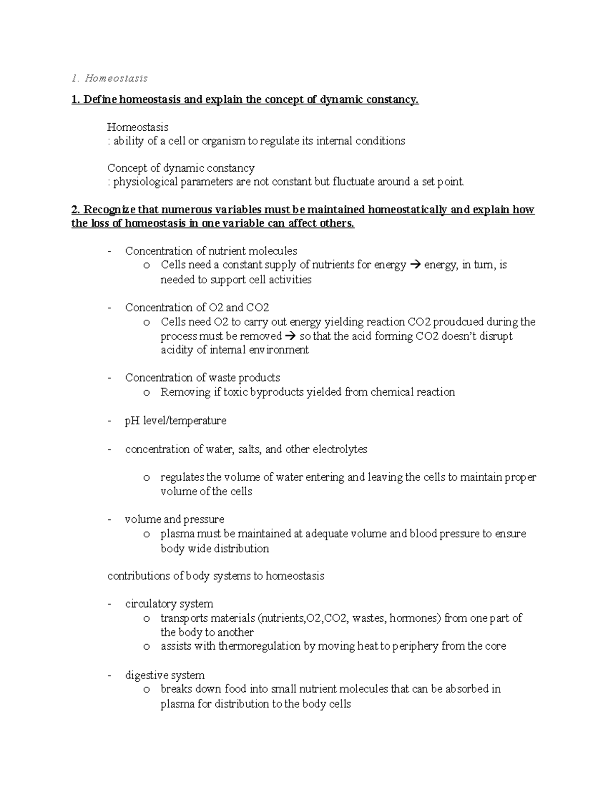 Body fluids - Homeostasis Define homeostasis and explain the concept of ...