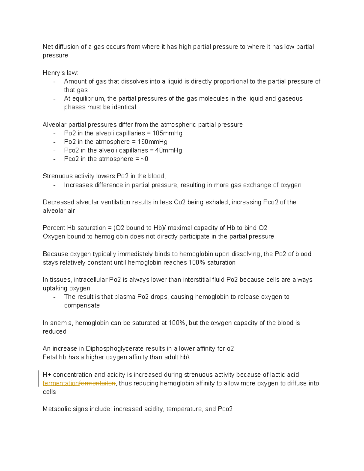 Partial pressures of gasses - Net diffusion of a gas occurs from where ...