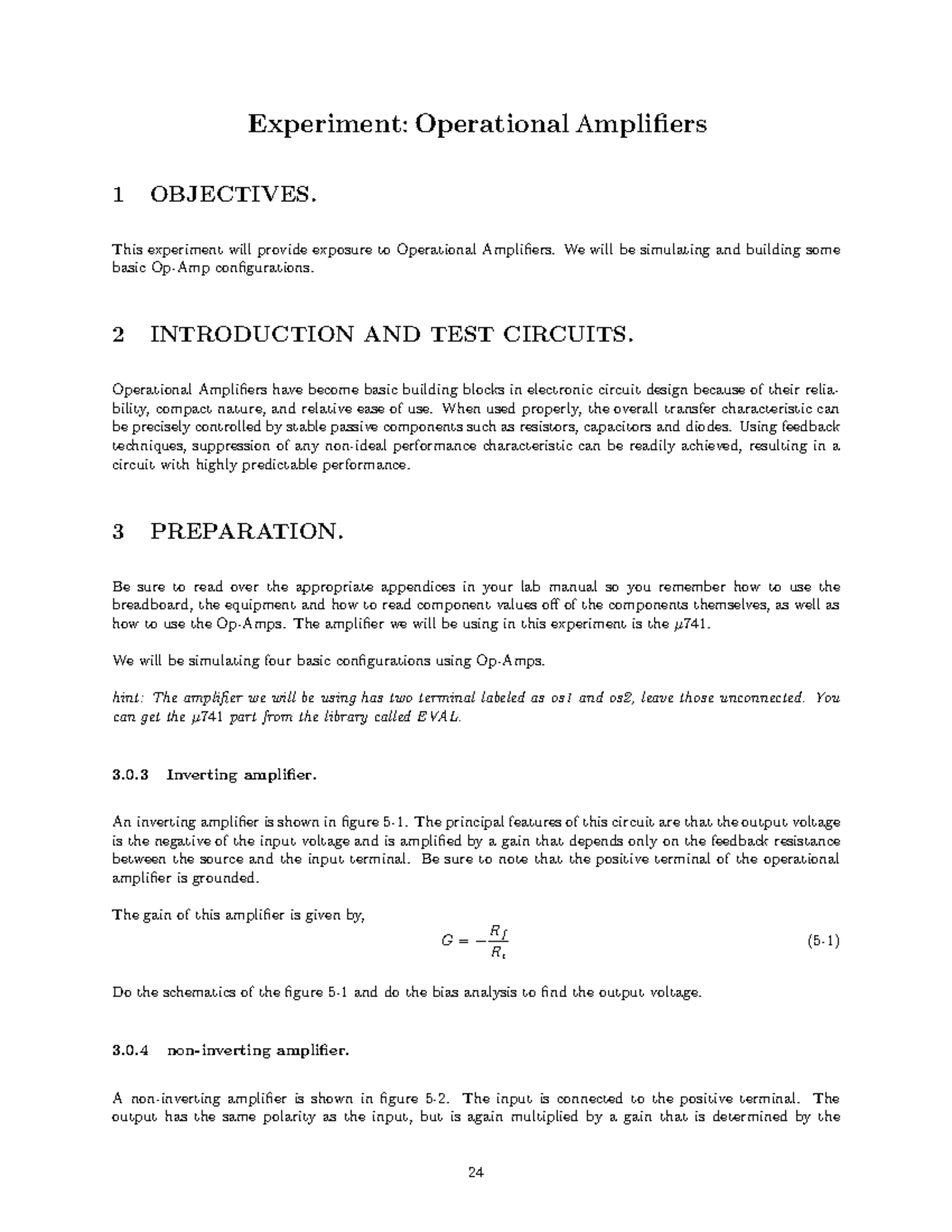 Exp5 - experiment - Experiment: Operational Amplifiers 1 OBJECTIVES. This experiment will ...