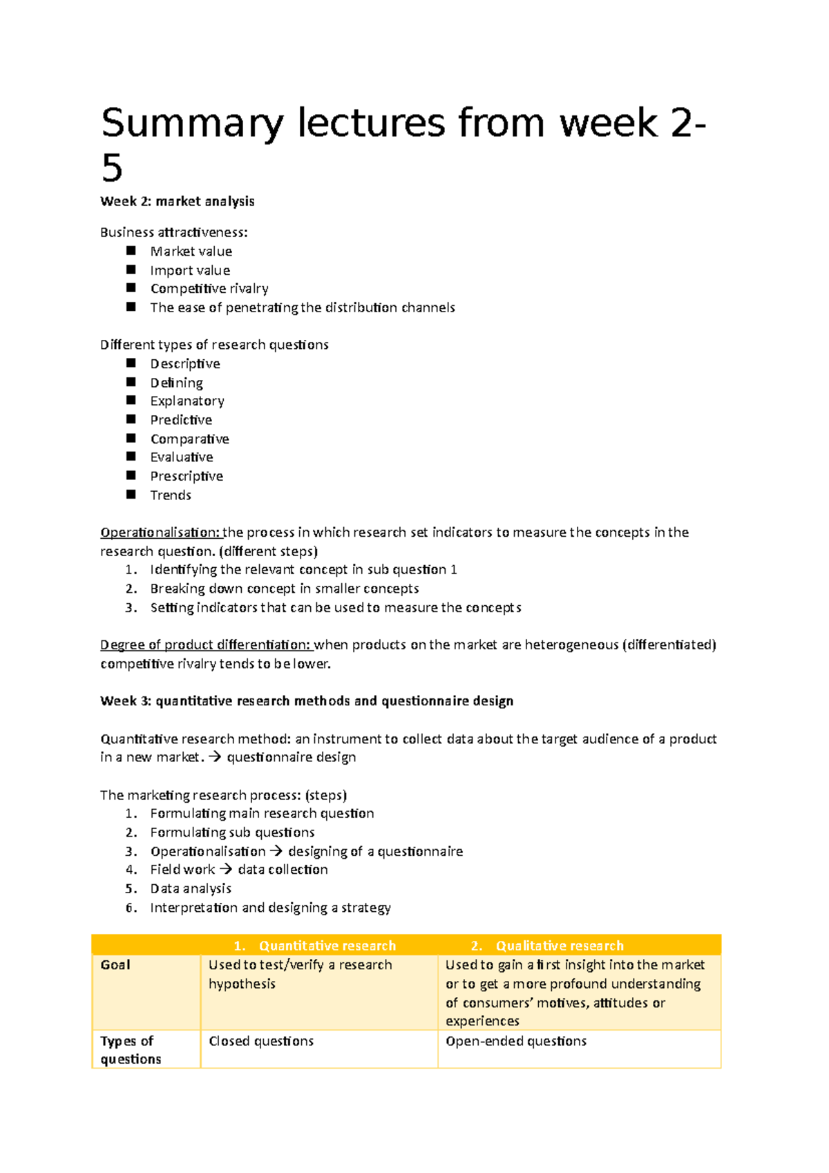 Summary lectures from week 2-5 block 4 - Summary lectures from week 2 ...