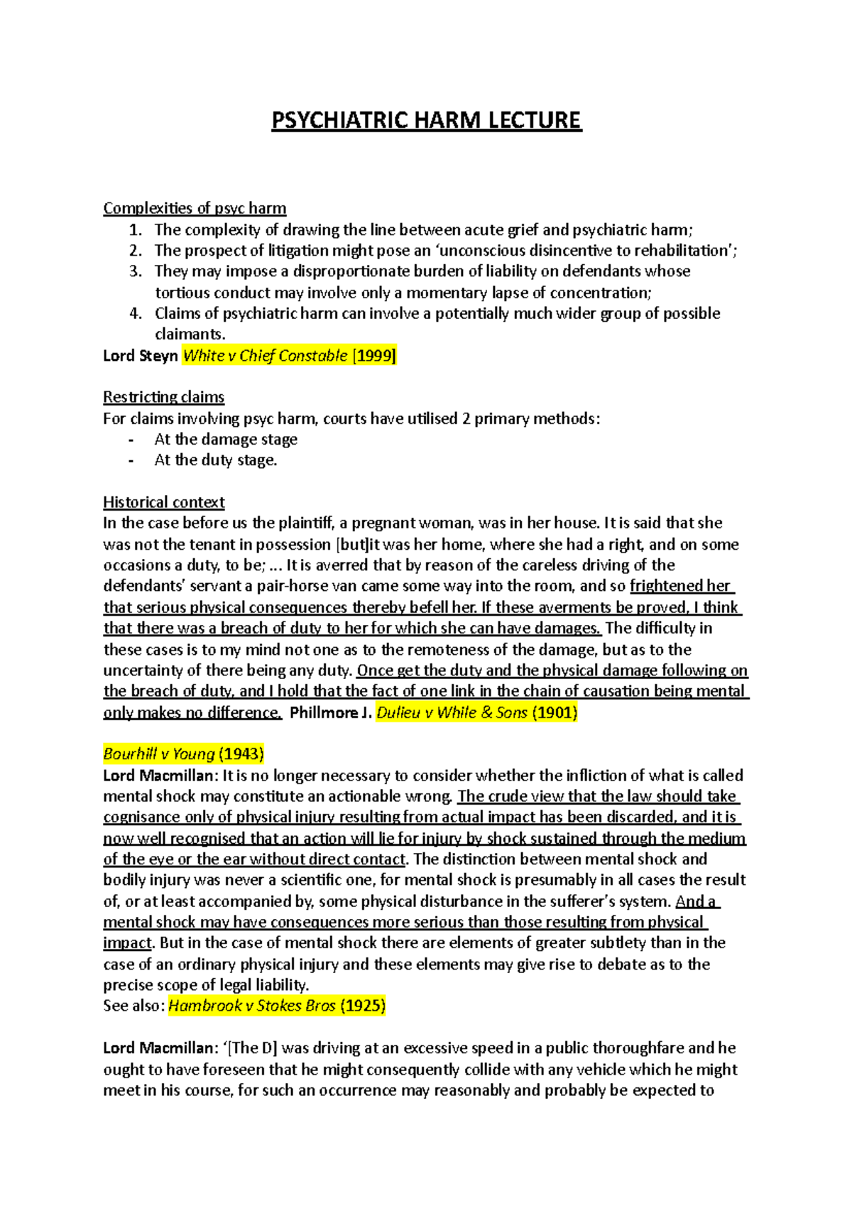 Psychiatric HARM Lecture - PSYCHIATRIC HARM LECTURE Complexities of ...