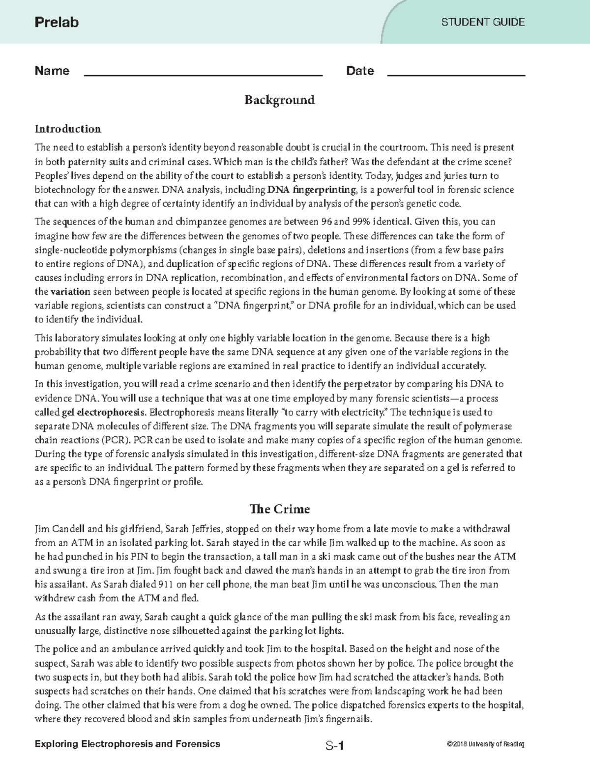 211014 Exploring Electrophoresis Forensics SGM - Exploring ...