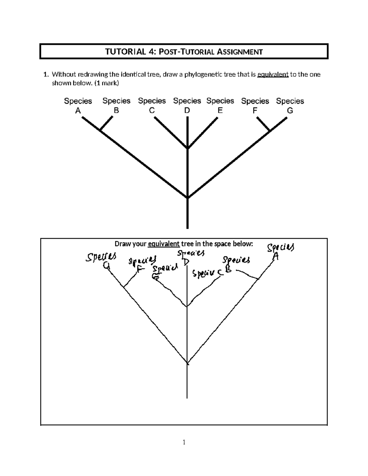 Tutorial 3 Phylogenetic Trees F23 - TUTORIAL 4: POST-TUTORIAL ASSIGNMENT Without redrawing the ...