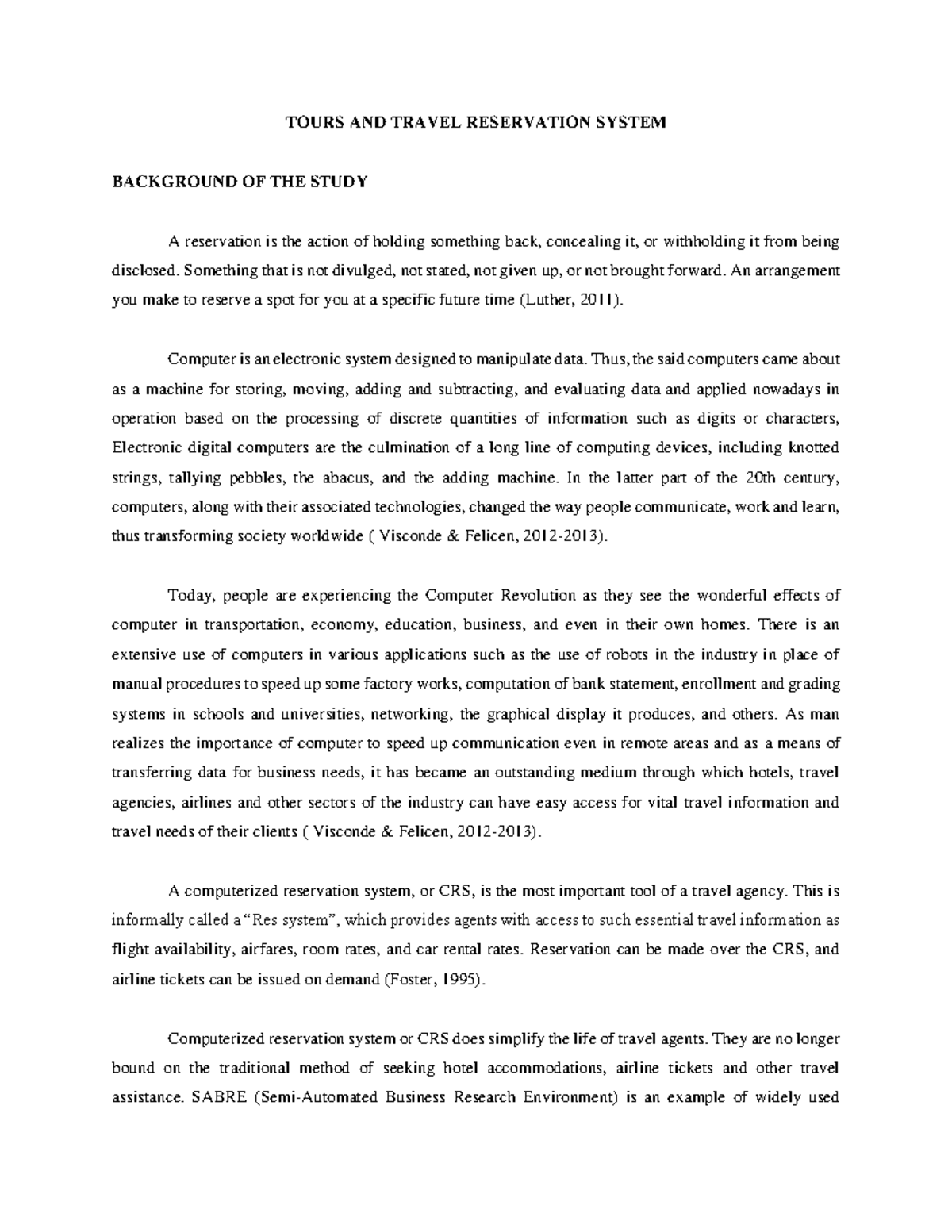 Tours AND Travel Reservation System - TOURS AND TRAVEL RESERVATION ...