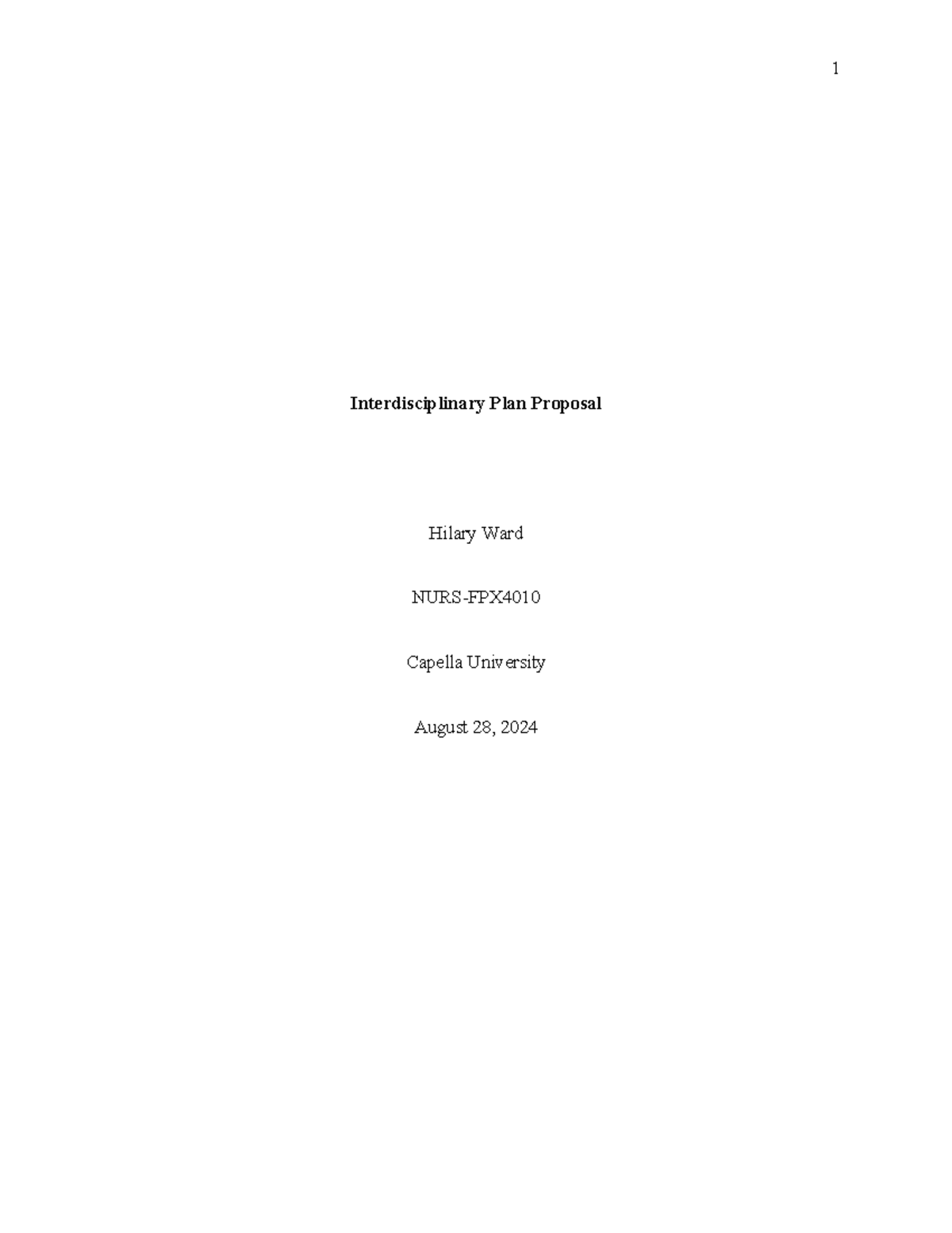 4010 Ward Hilary 3-1 - Interdisciplinary Plan Proposal ...