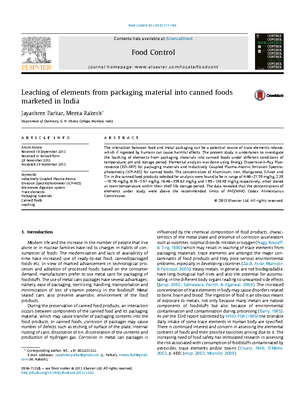 notes on the food packaging - 1 2 3 RECENT ADVANCES IN LC-MS ANALYSIS ...