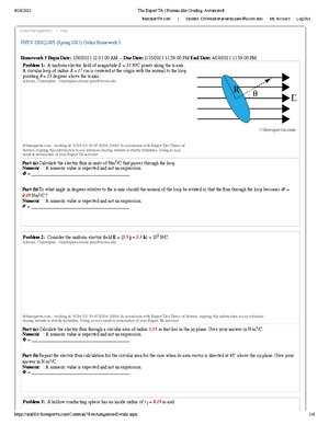 Homework 7 - PHYS 1502 - theExpertTA | Student: Christopher-pani@uconn ...