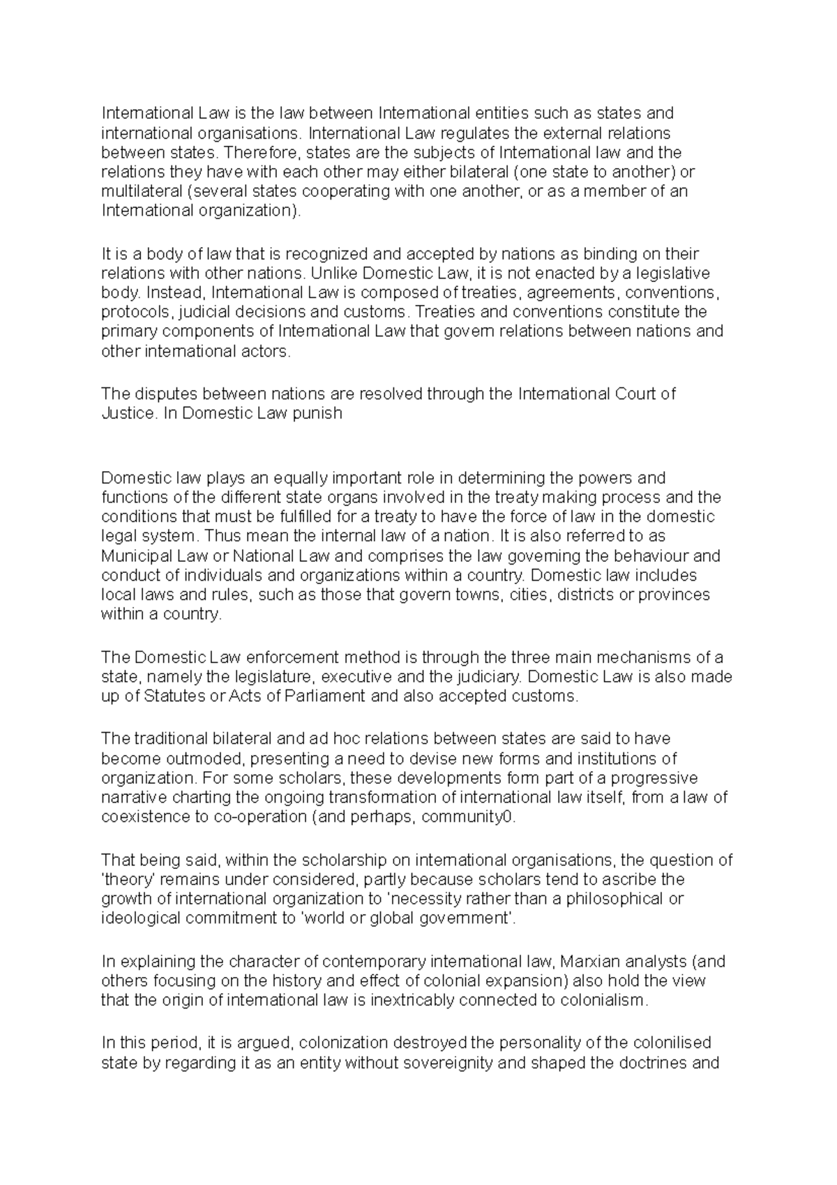 LCP Assignment 02 - International Law is the law between International ...