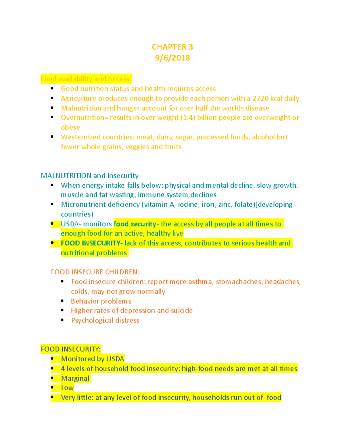 Chapter 3. Nutrition - Lecture notes Ch. 3 & 5 - CHAPTER 3 9/6/2018 ...