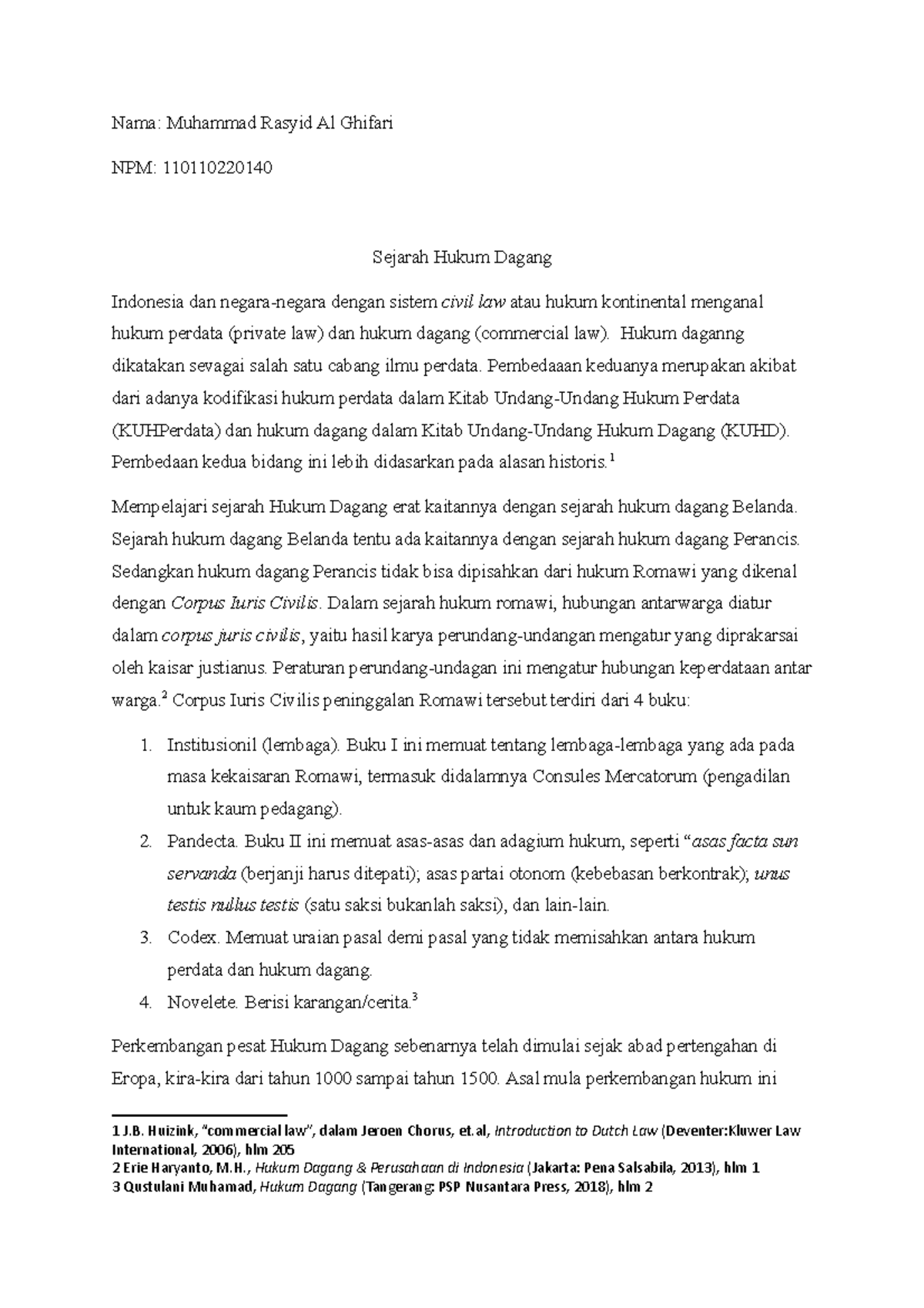 Sejarah Hukum Dagang - Nama: Muhammad Rasyid Al Ghifari NPM ...