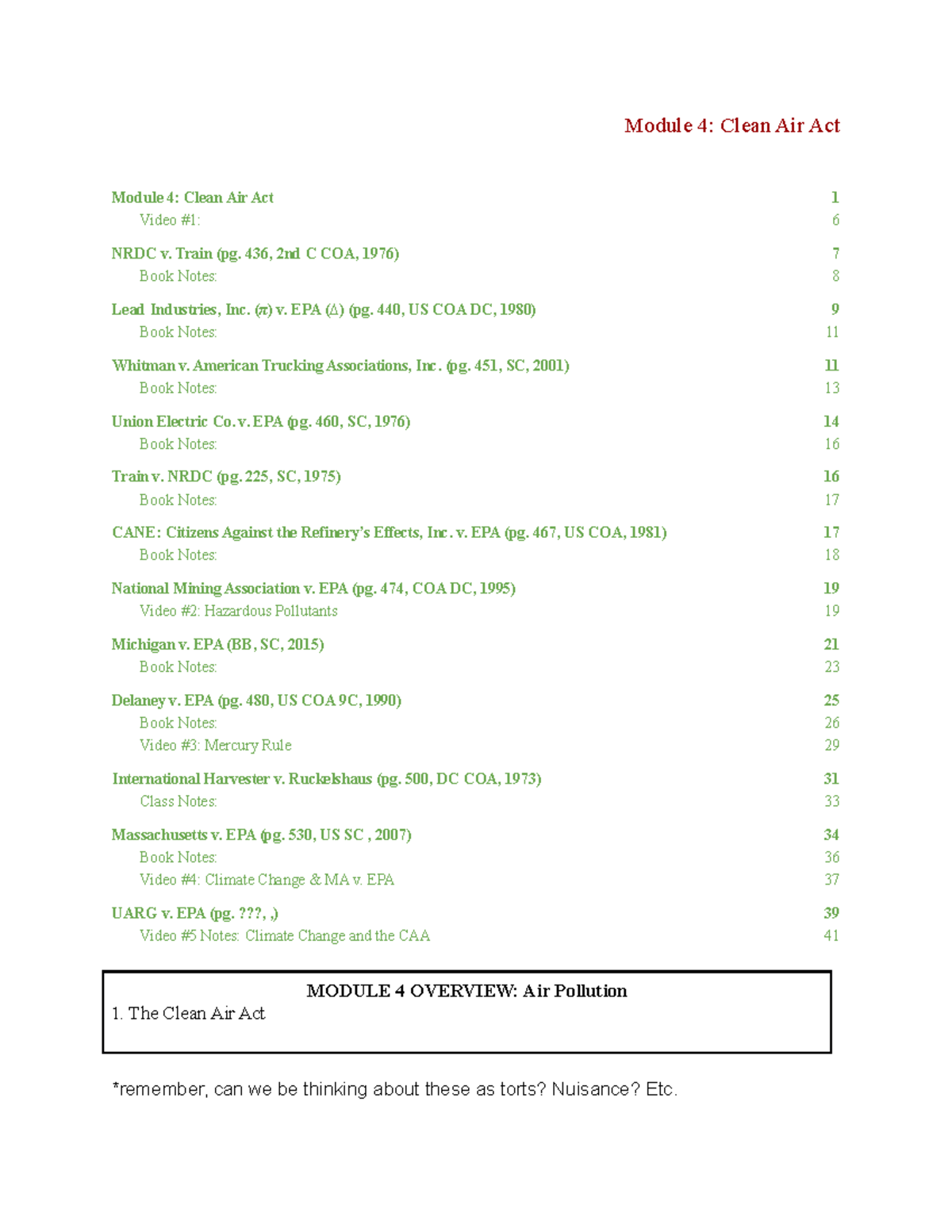 Module 4 - Lecture notes 15-20 - Module 4: Clean Air Act MODULE 4 ...