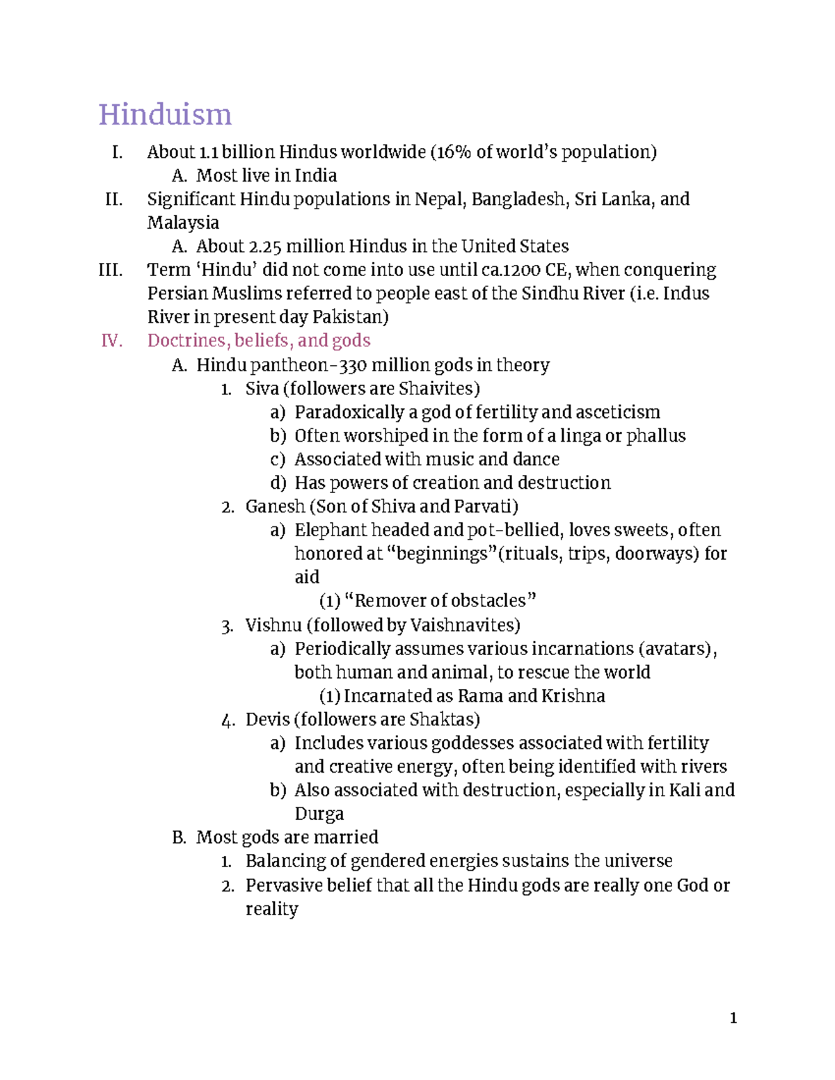 REL2315 Hinduism - Introduction to Hindu gods and beliefs - Hinduism I ...