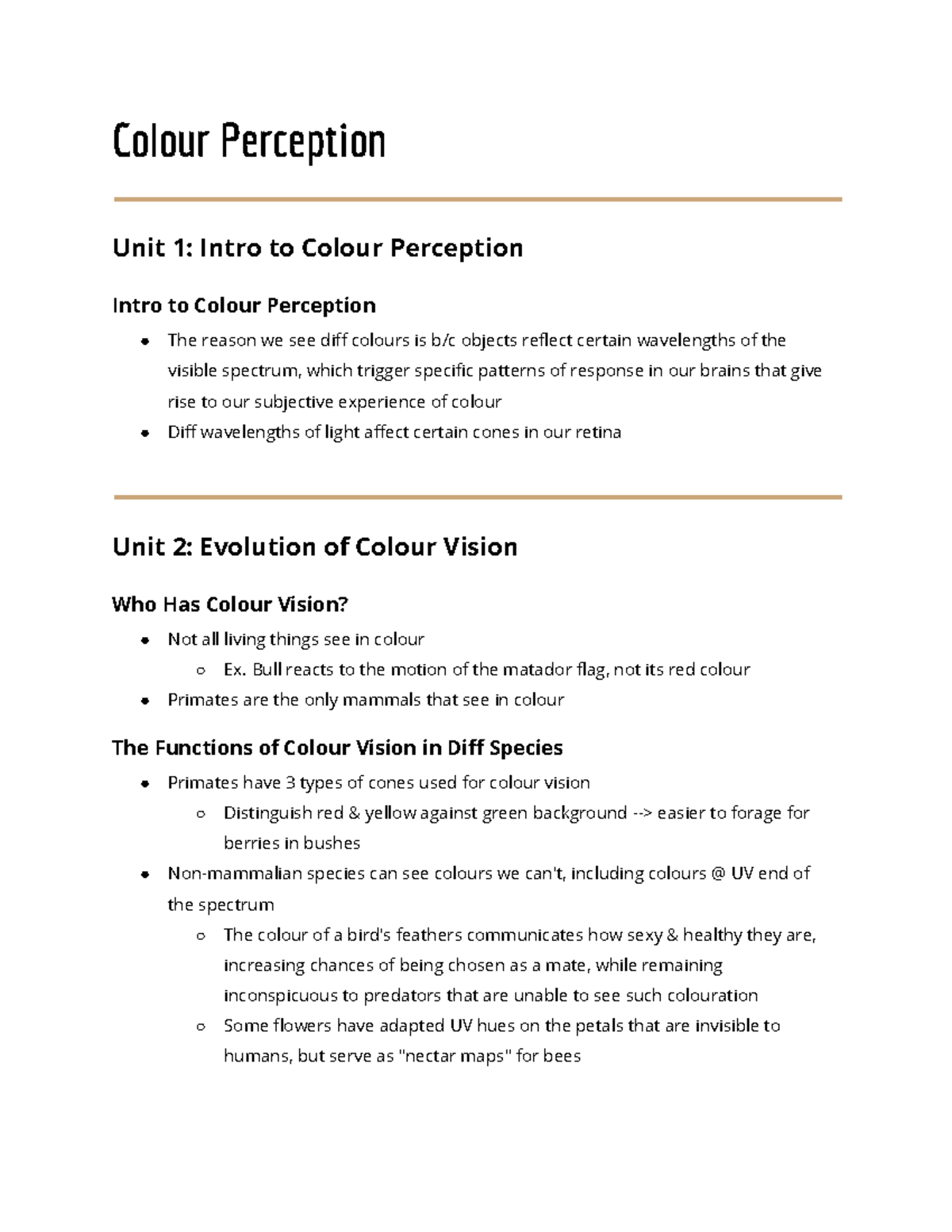 Colour Perception - Notes from the online web module - Colour ...