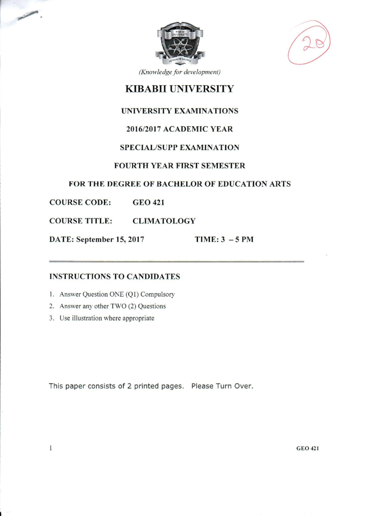 GEO 421 (SEP 2017 ) - Education art - Studocu