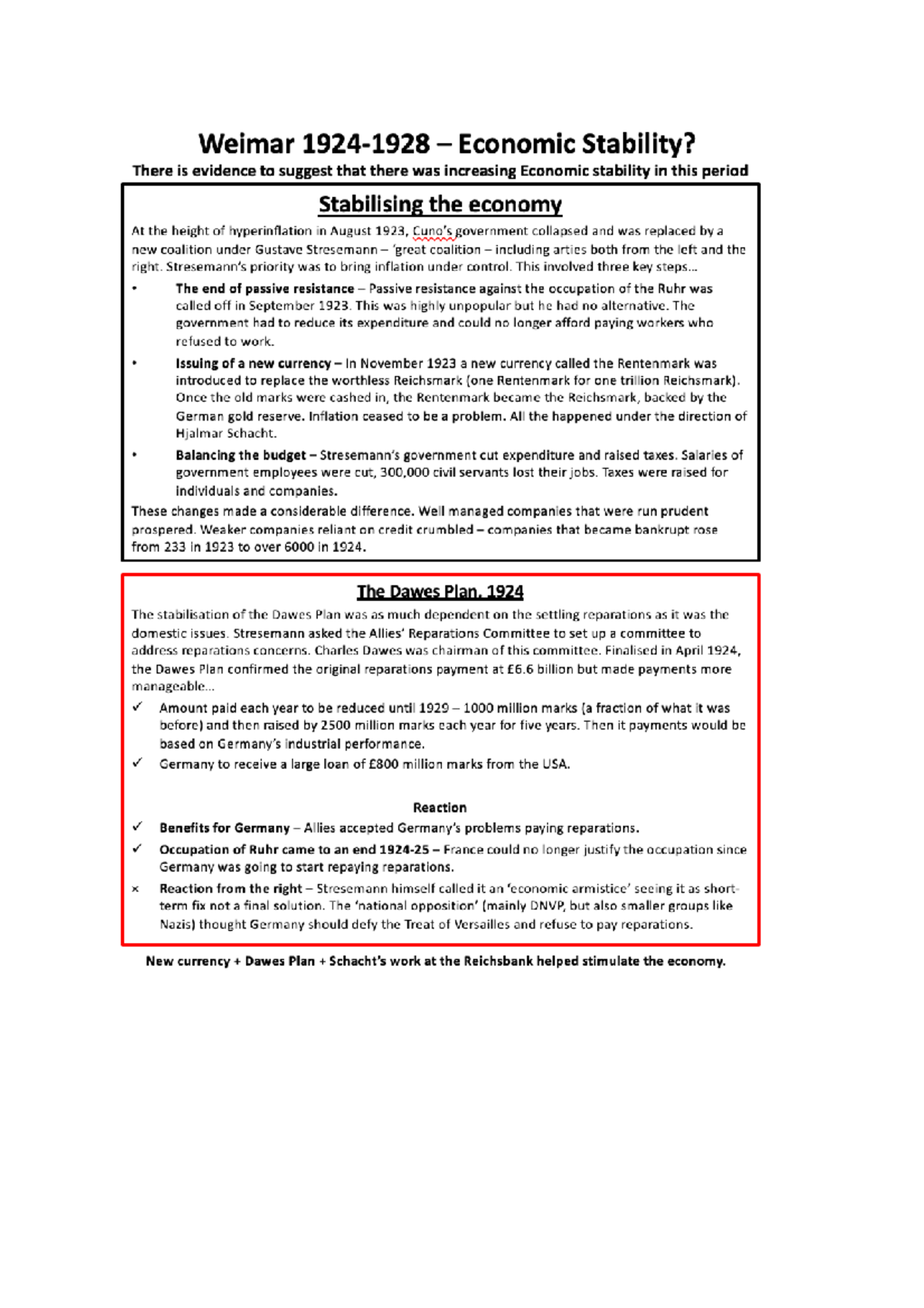 Weimar 1924-1928 - Economic Stability - Studocu