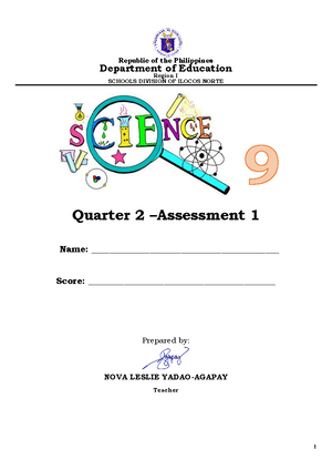 Science 9 Quiz-Q2-A1-week1-4- 2021-2022 - Republic of the Philippines ...