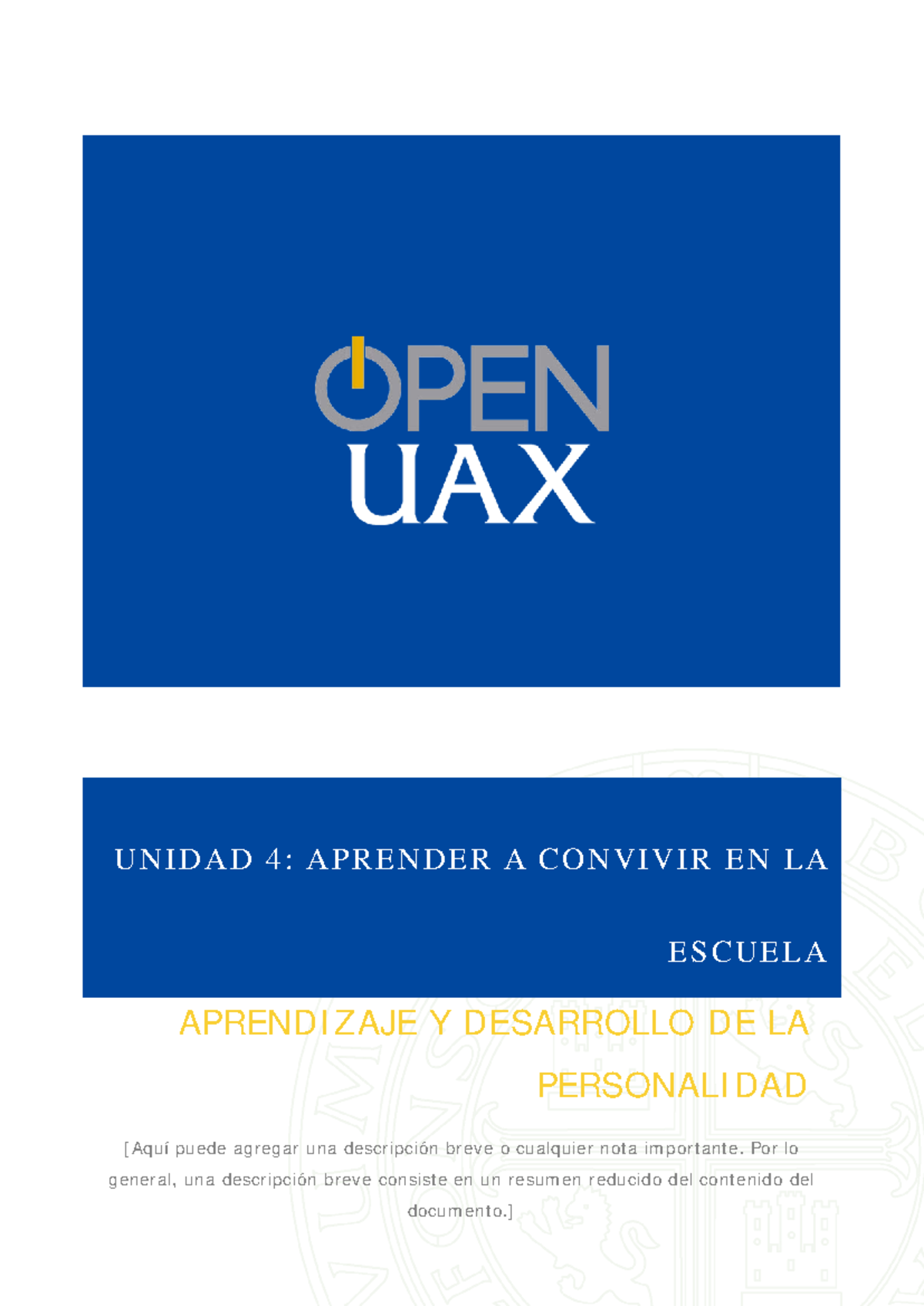 Unidad 4 Aprender A Convivir EN LA Escuela - UNIDAD 4 : A PRENDER A ...
