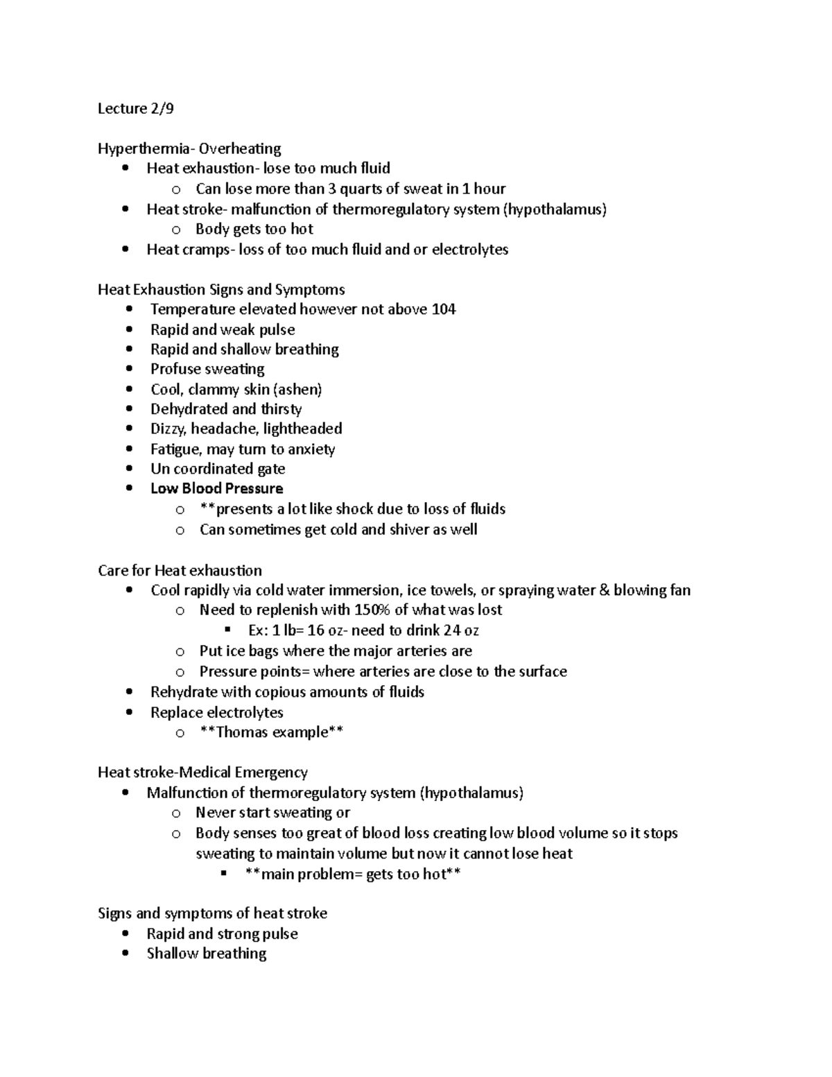 Hyperthermia - Lecture 2/ Hyperthermia- Overheating Heat exhaustion ...