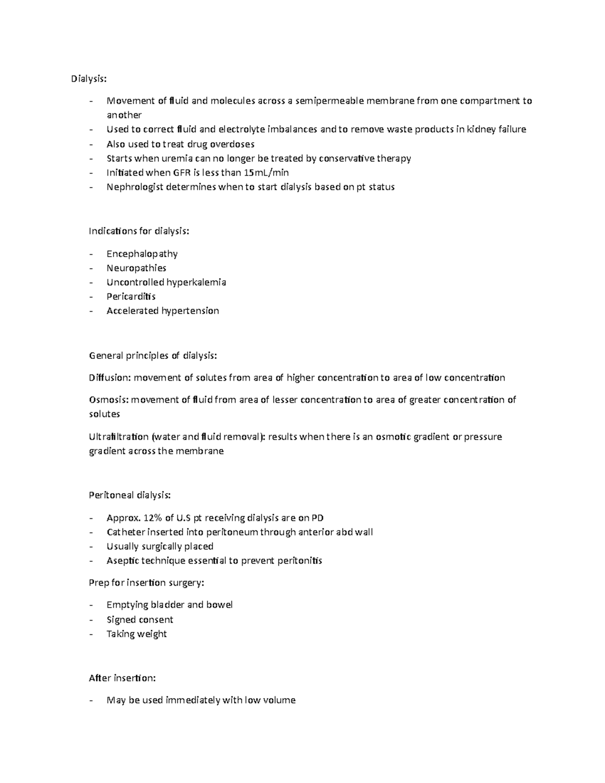 Dialysis concept map - Dialysis: Movement of fluid and molecules across ...