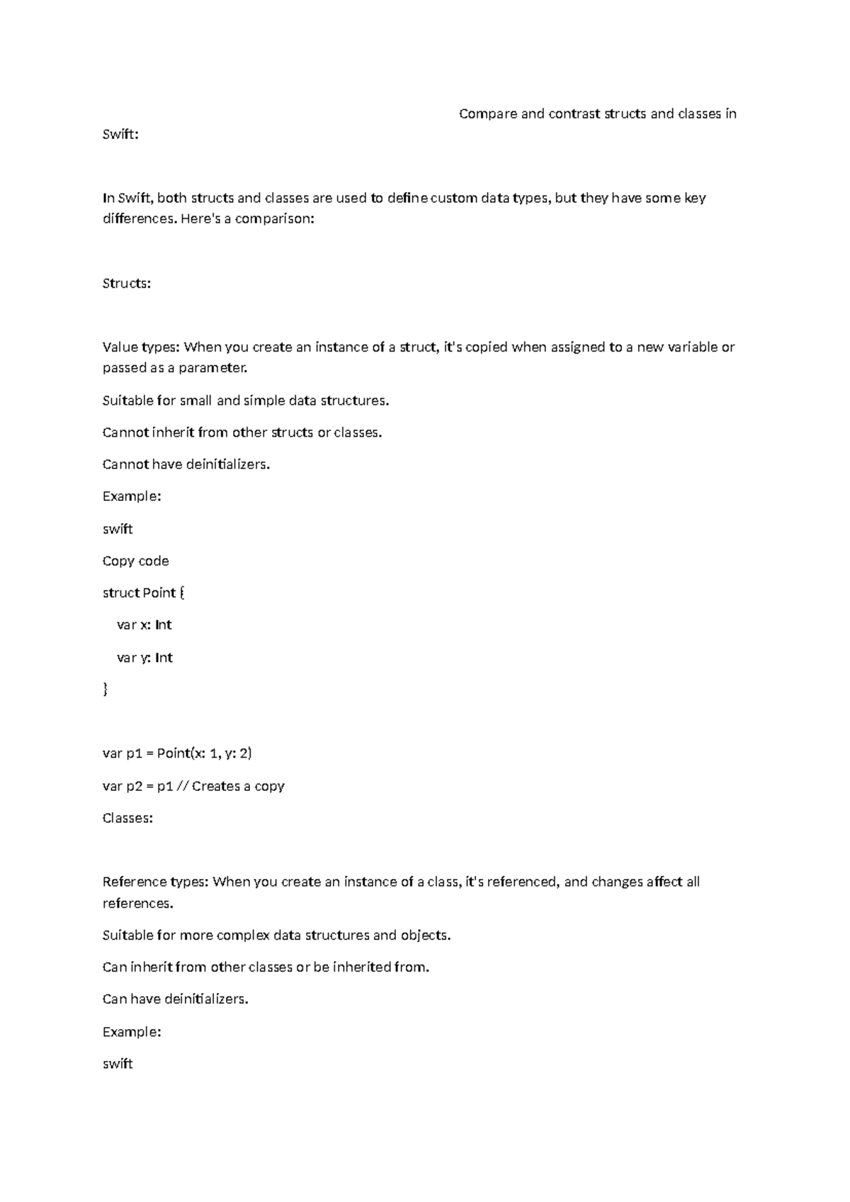 CS4405 Unit 6 Written Assignment - Compare and contrast structs and ...