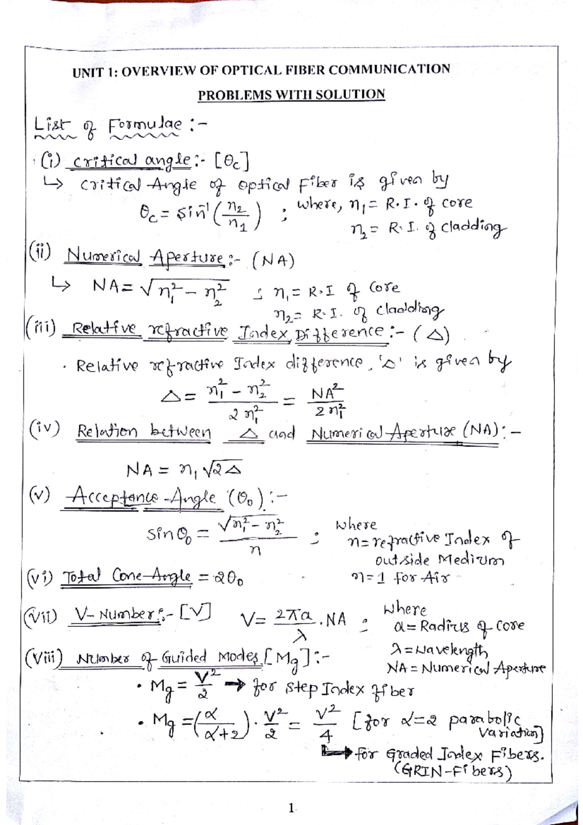 FON Module 1 Problems WITH Solution-with-numbers - Fiber Optics and ...