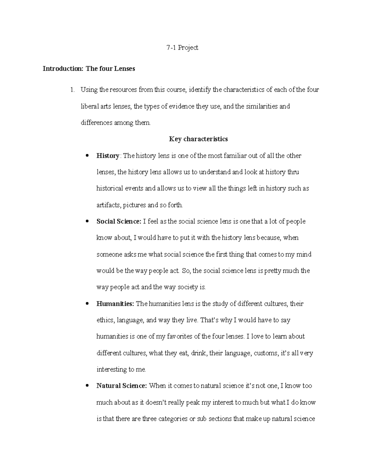 7-1 Project - 7-1 Project Introduction: The four Lenses Using the ...