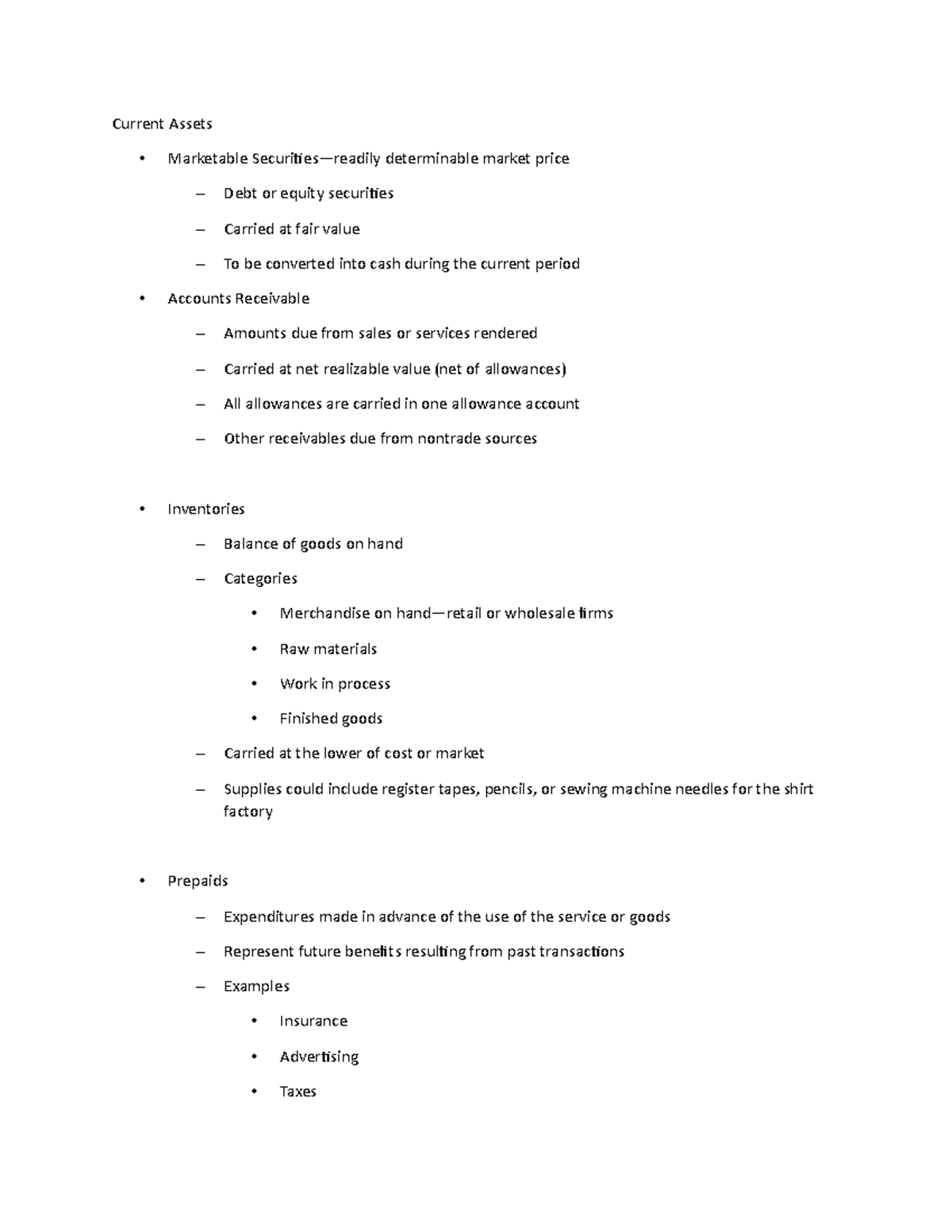 Lecture Notes 6 f - Current Assets - Marketable Securities—readily ...