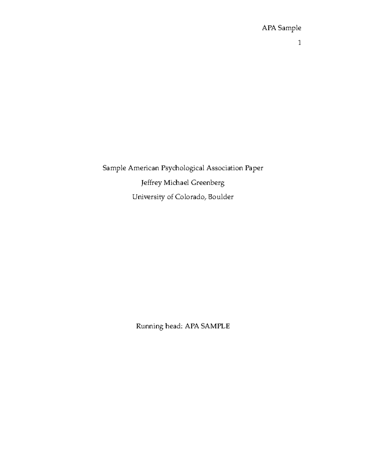 Apa sample paper rev - Grade: a - 1 Sample American Psychological ...