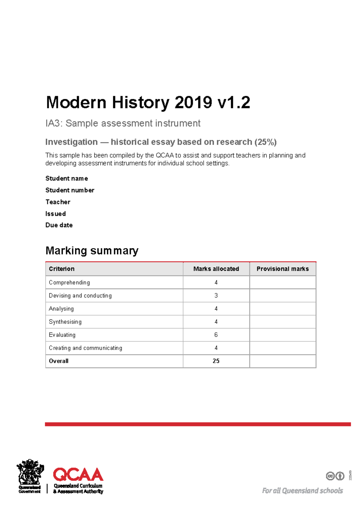 Snr modern history 19 ia3 smple ass inst - 220459 Modern History 2019 ...