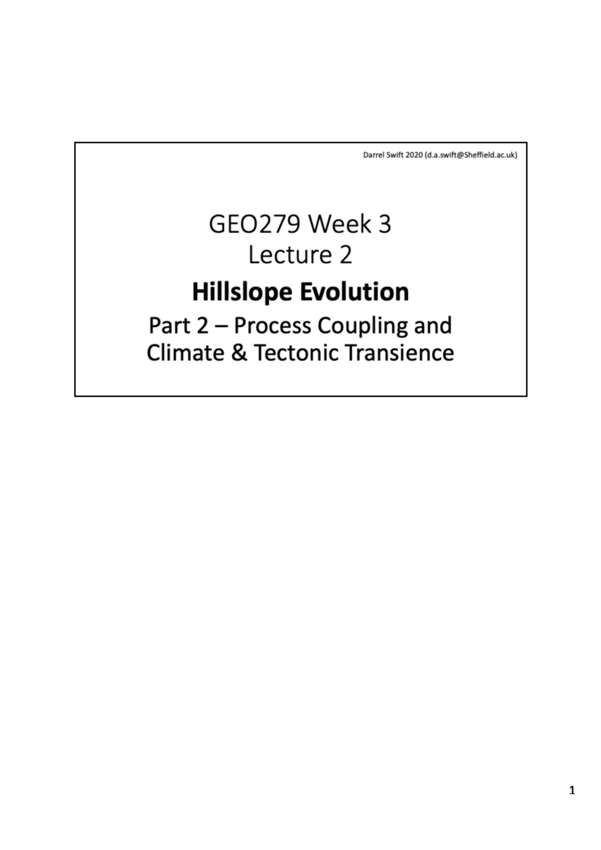 Hillslope evolution part 2 - Sediment connectivity in landscapes passes ...
