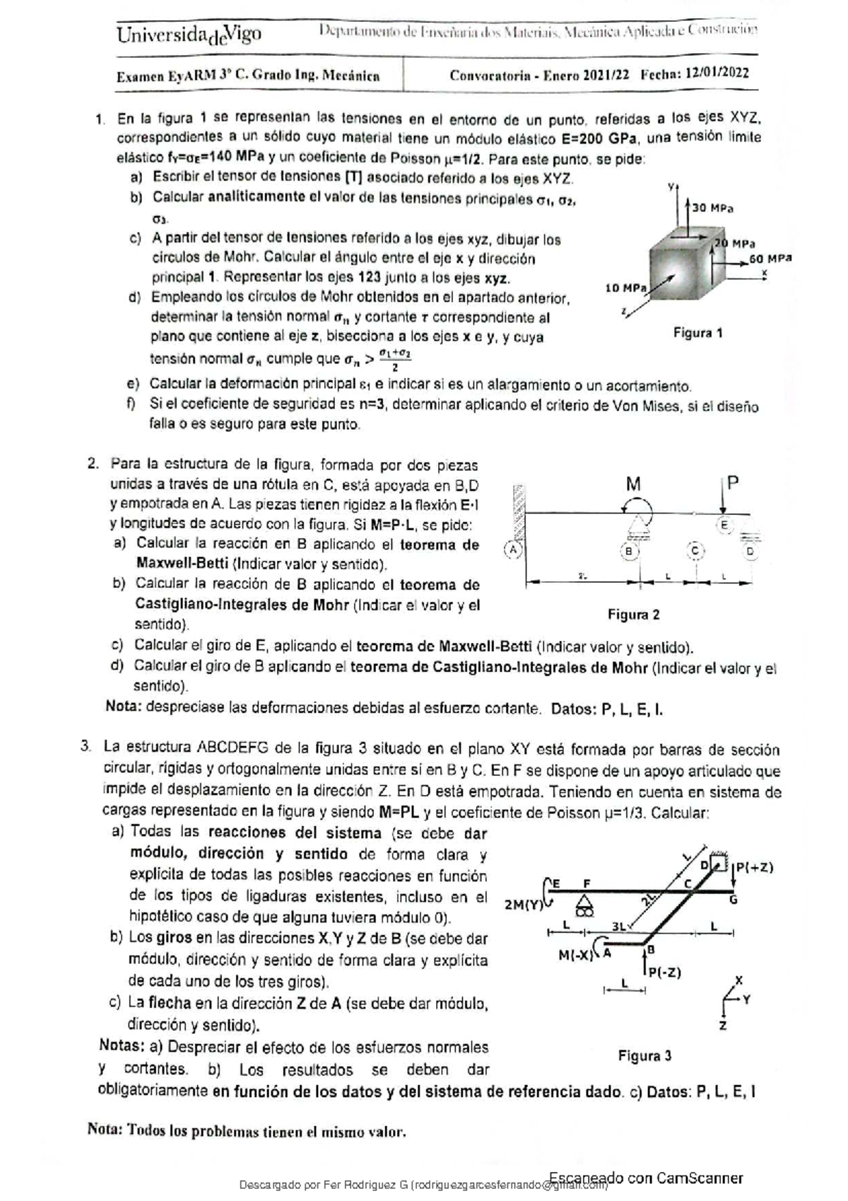 Examen Enero 2022 Ey RM - elasticidad y ampliacion de resistencia de materiales - Descargado por ...