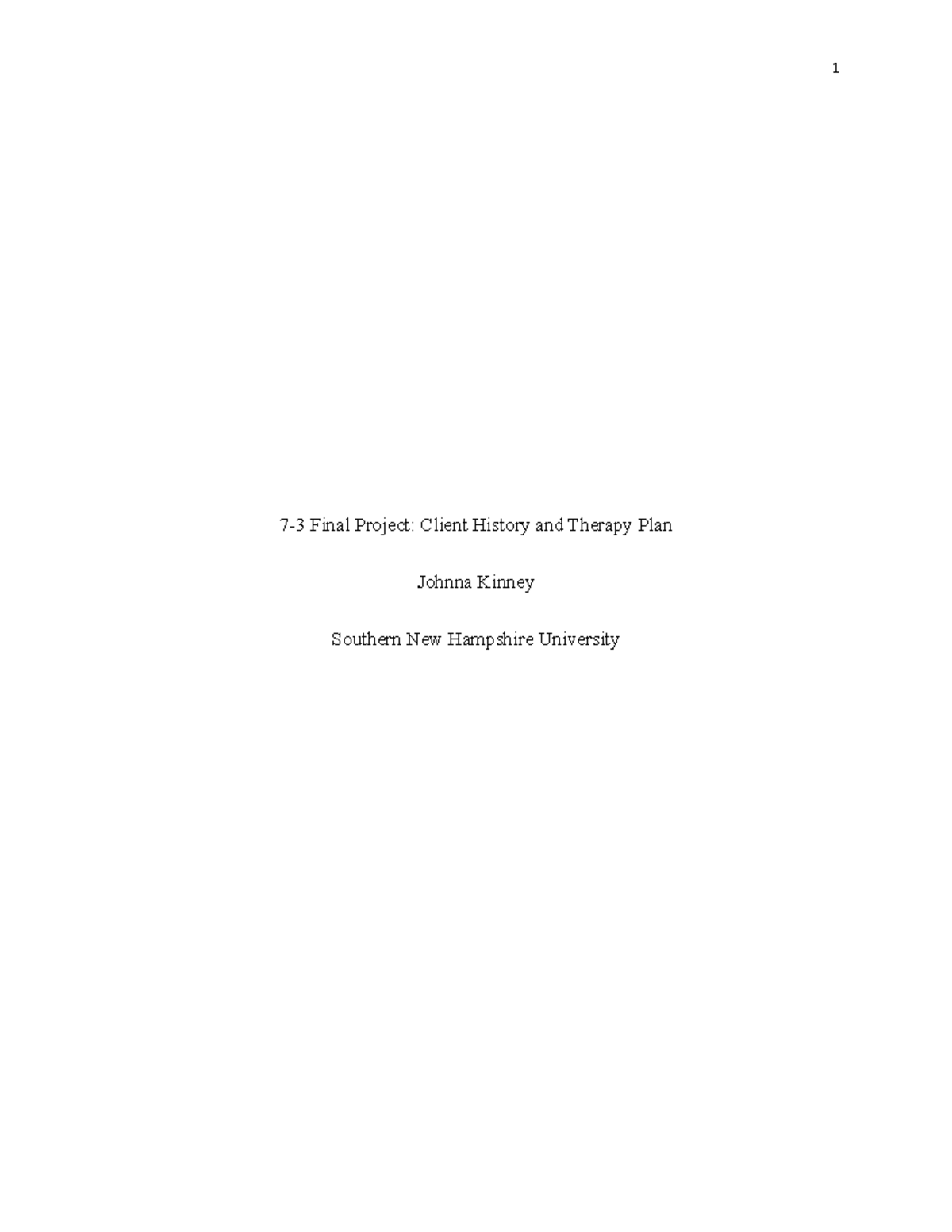 PSY 315 Final - 7-3 Final Project: Client History and Therapy Plan ...