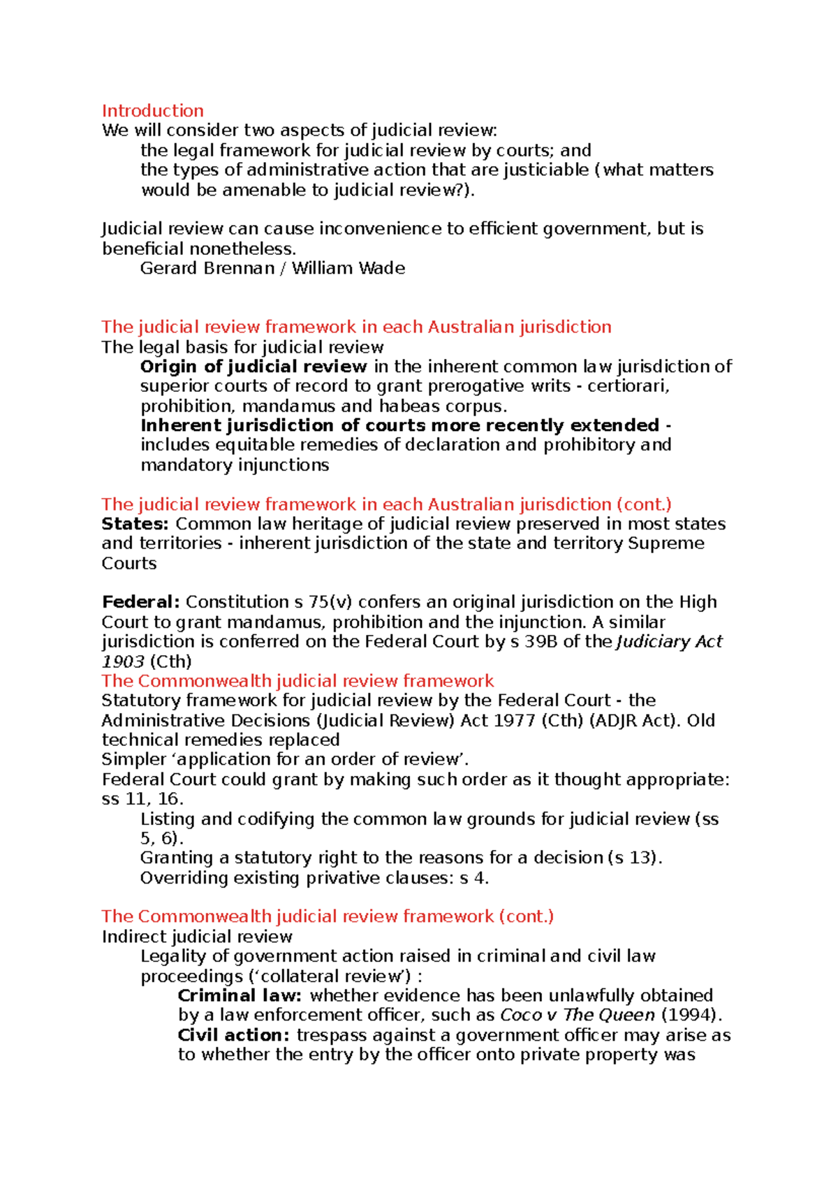 Framework for judicial review - Judicial review can cause inconvenience ...
