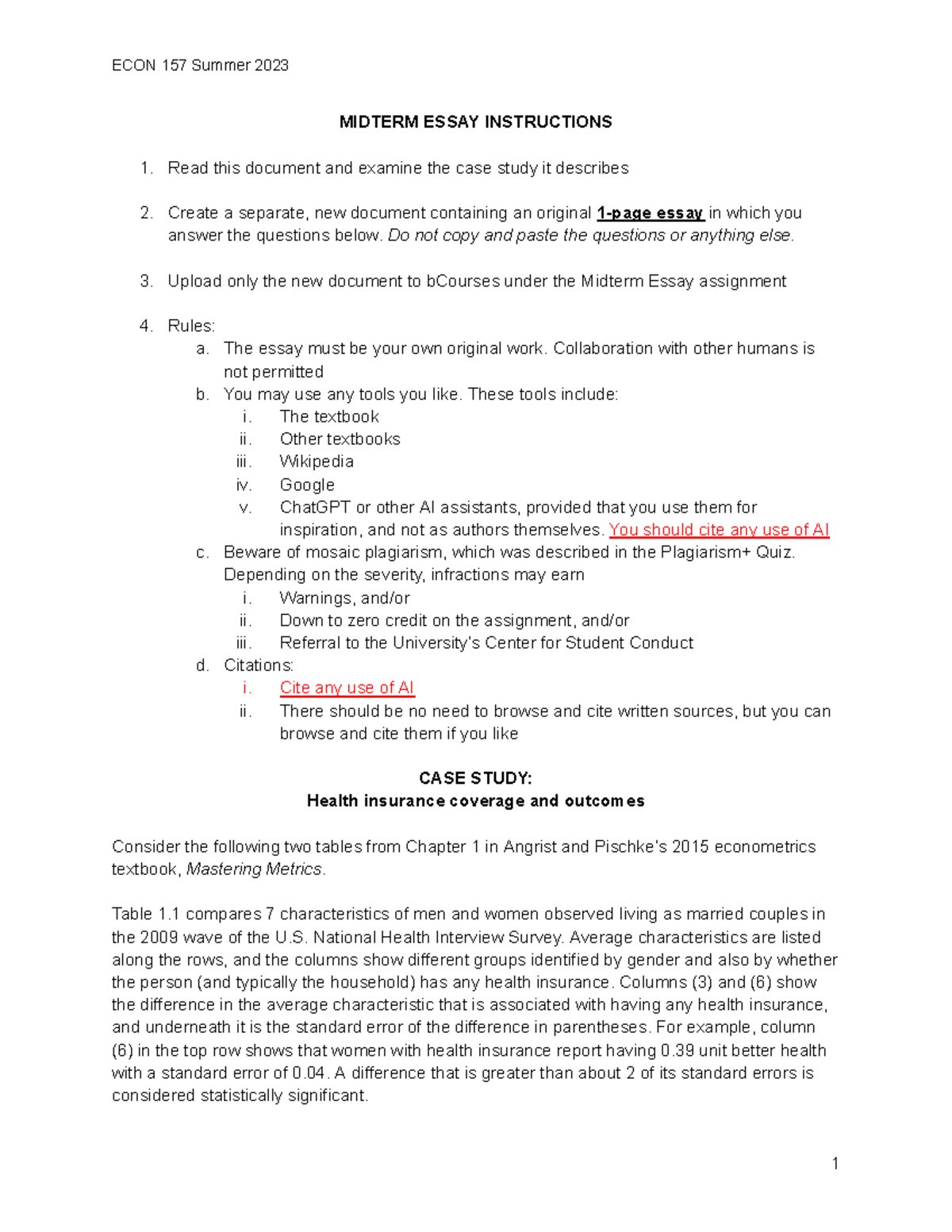 Midterm essay e157 su23 - MIDTERM ESSAY INSTRUCTIONS Read this document ...