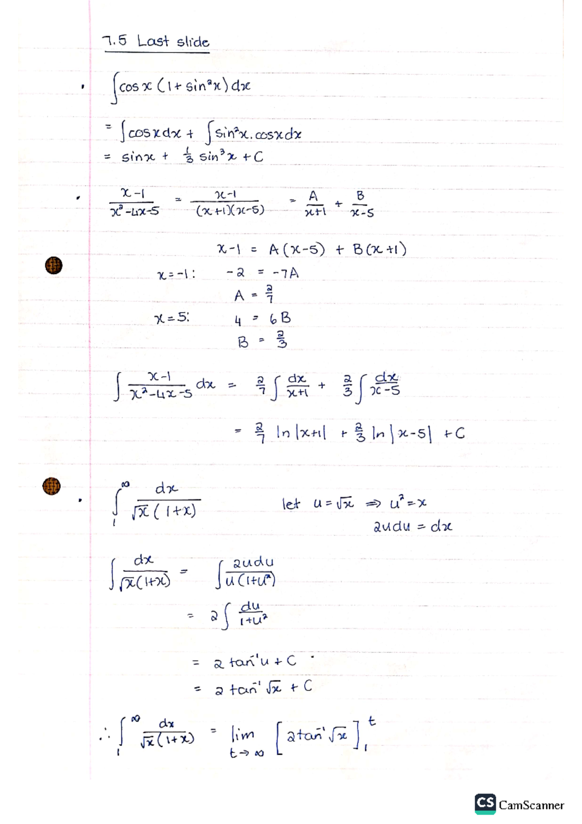 7.5 Last slide - Practice makes perfect. - 7 Last slide (cosx x (It dx ...