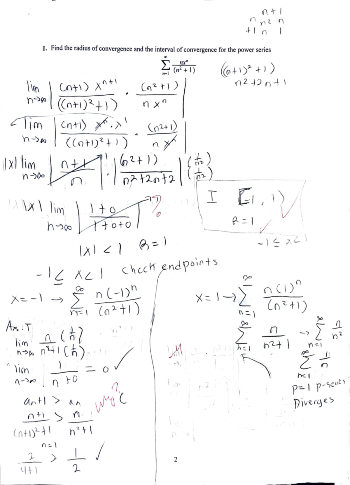 Chapter 11 Part 2 Exam Calculus 2 - Find the radius of convergence and the interval of ...