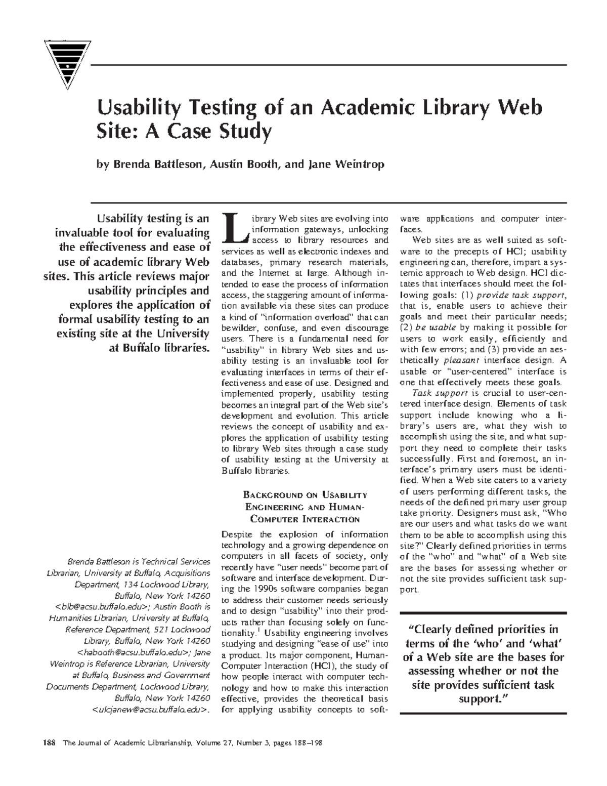 Case study – Academic library - Usability Testing of an Academic ...