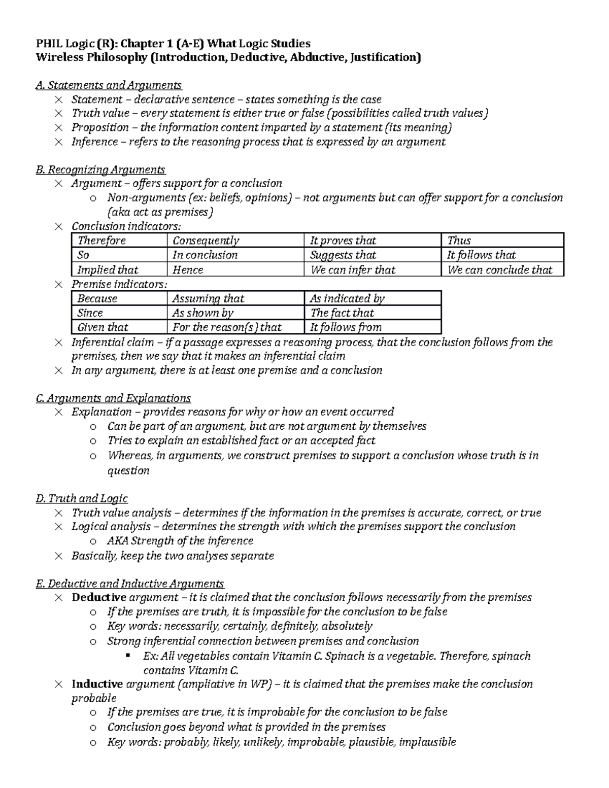 Logic (R) Chapter 1 (A-E) - Validity, Argument Form - PHIL Logic (R ...