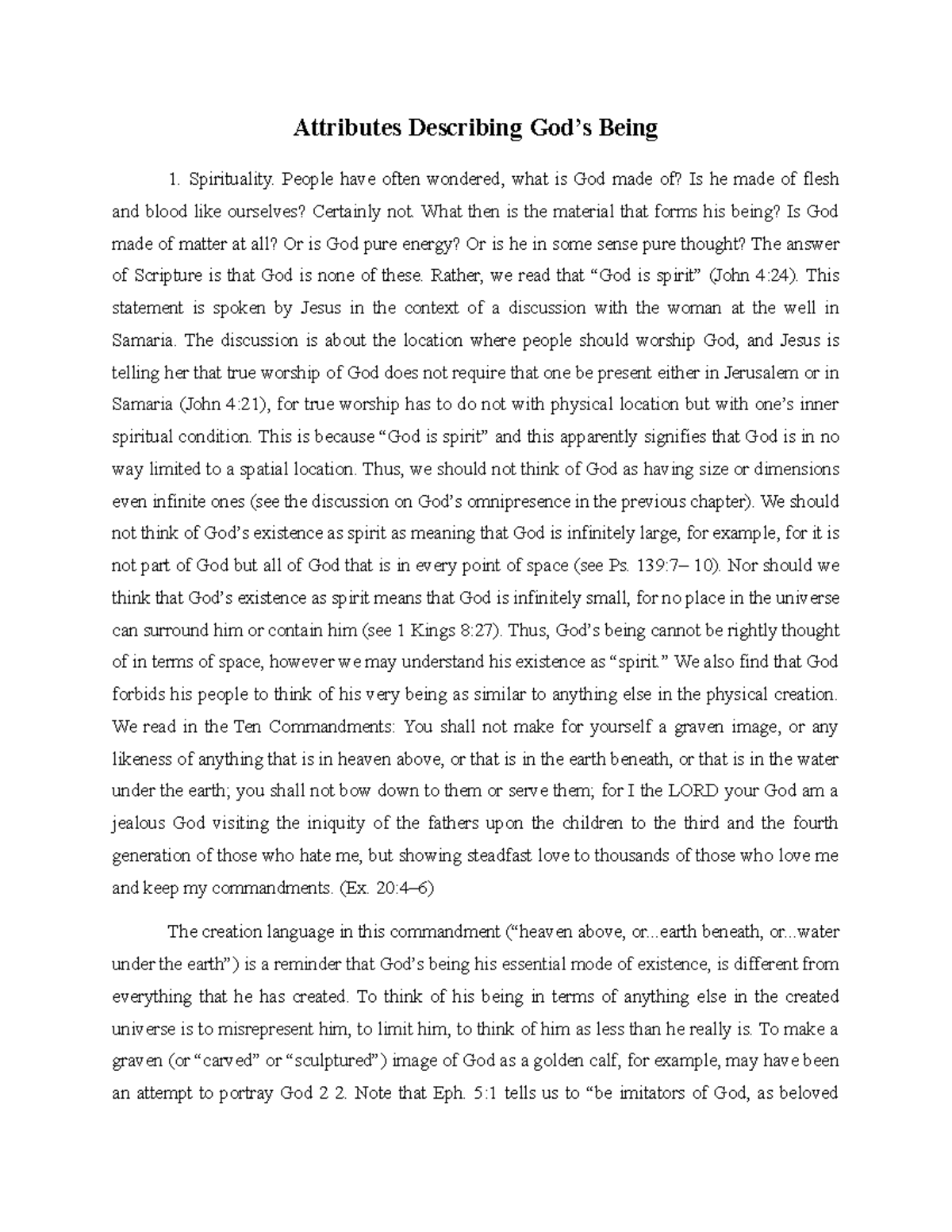 Attributes Describing God’s Being - Attributes Describing God’s Being ...