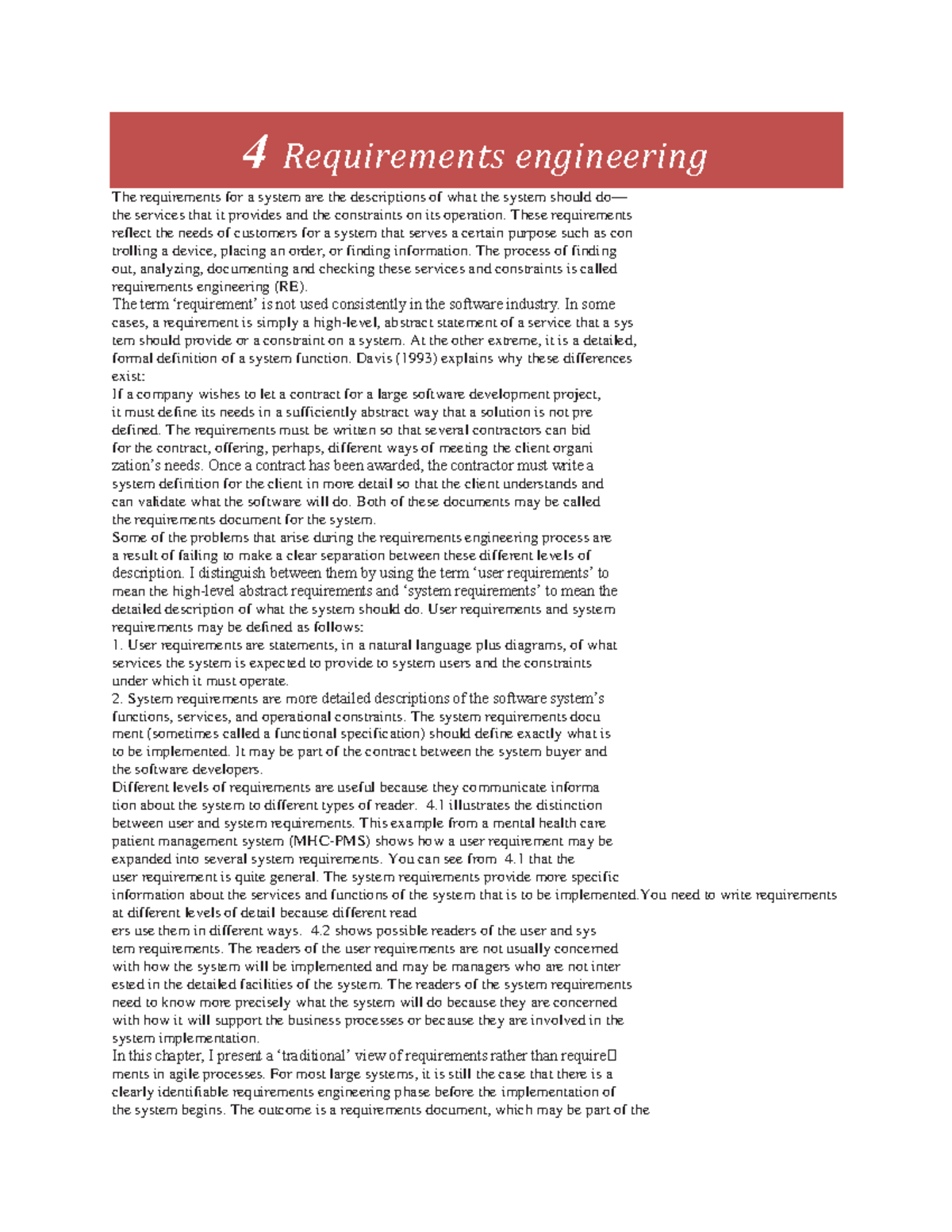 4 Requirements engineering - 4 Requirements engineering The ...