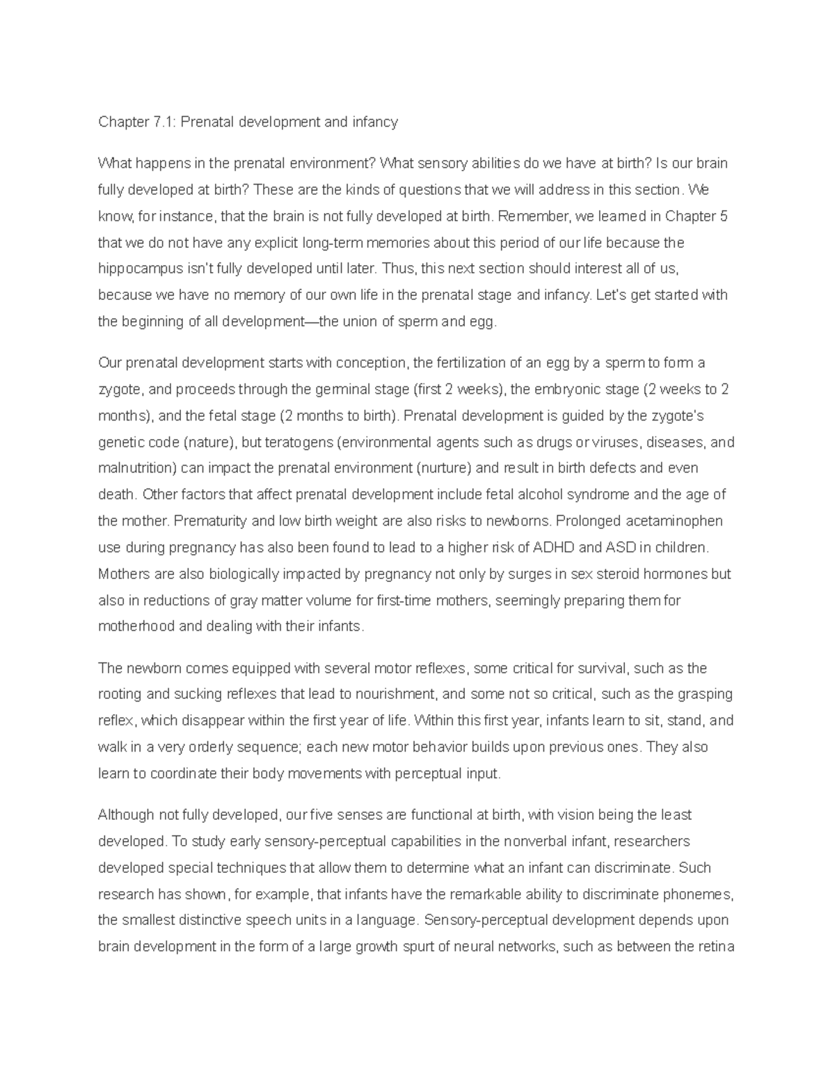 Chapter 7.1- Intro to Psychology Developmental Psychology - Chapter 7 ...