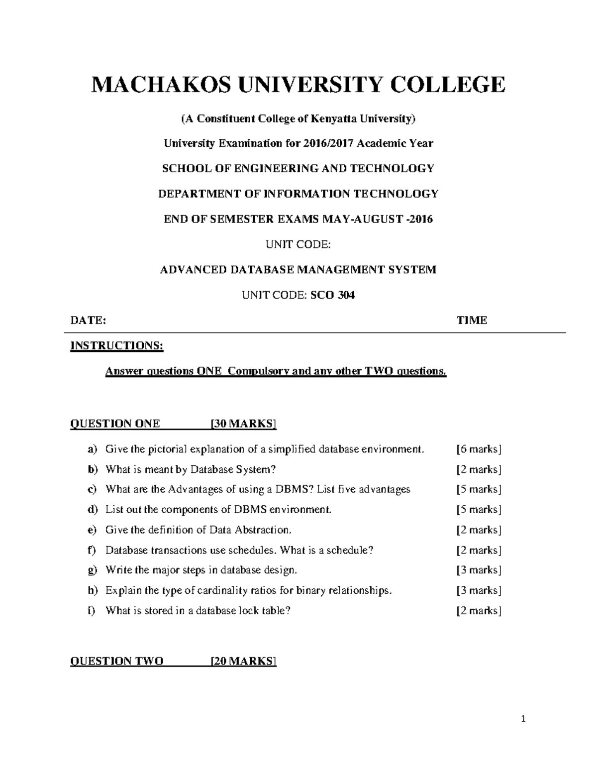 Advanced Database Management System - MACHAKOS UNIVERSITY COLLEGE (A ...