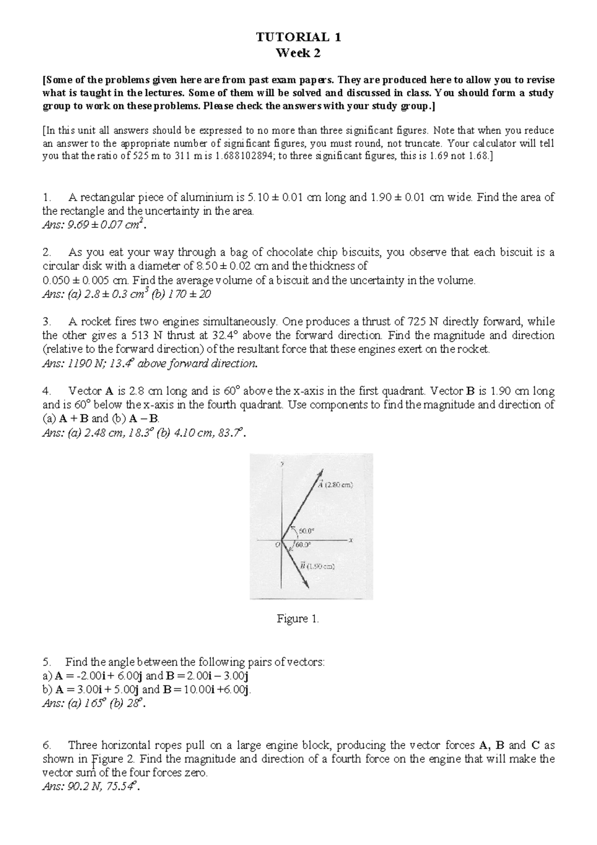 Tutorial 1 Wk 2 Tutorial Problems With Answers 1 Tutorial 1 Week 2 7190