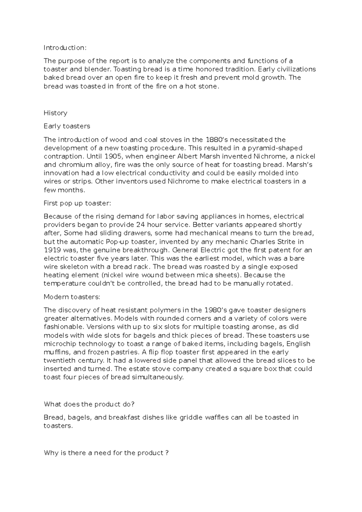 Engineering draft - Introduction: The purpose of the report is to ...