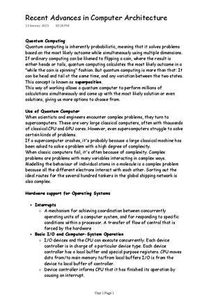 Computer Organisation and Architecture- Unit 1- Recent Advances in ...