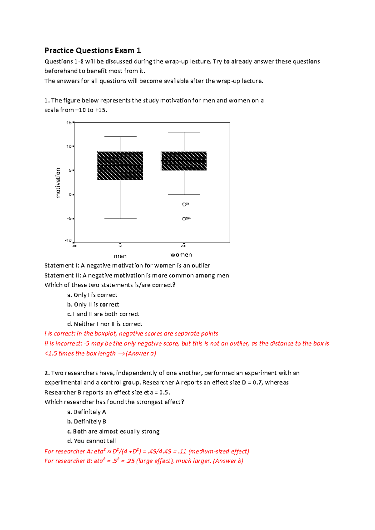 Practice Questions Exam 1 including answers-2022-2023 - Practice ...