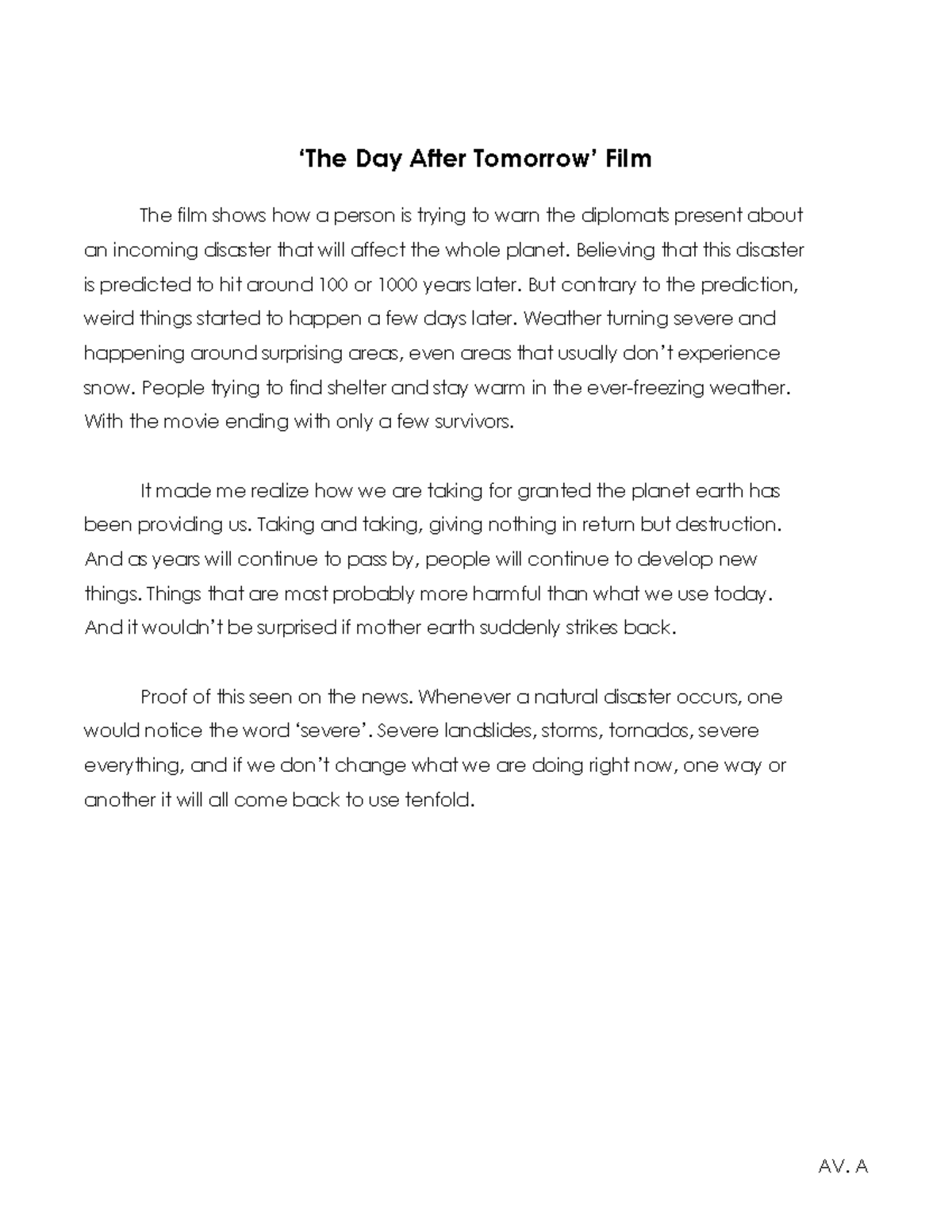 ‘The Day After Tomorrow’ Film - AV. A 8 The Day After Tomorrow 9 Film ...
