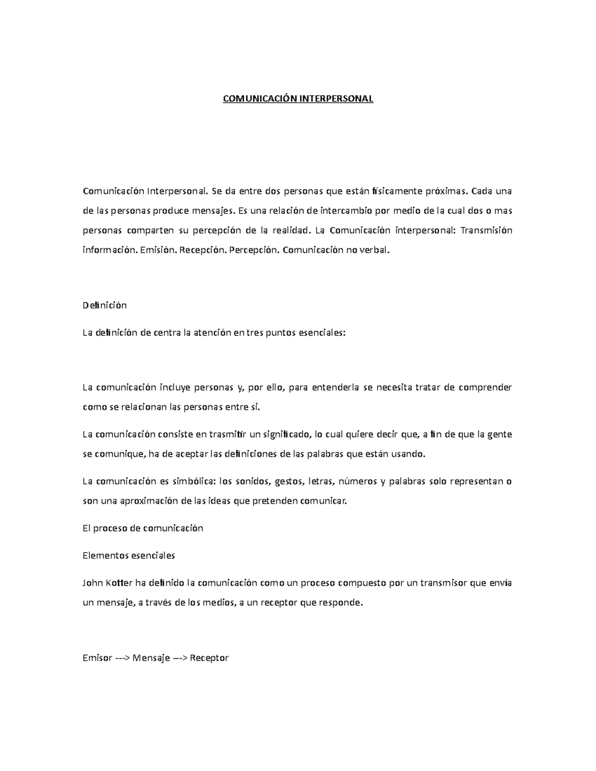 Comunicacion- Interpersonal - COMUNICACIÓN INTERPERSONAL Comunicación ...